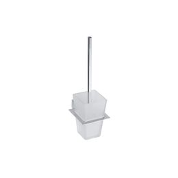 Brillantbad BASA WC-B&uuml;rstengarnitur mit Glasbeh&auml;lter Messing Milchglas Chrom 112x360x150 mm f&uuml;r Bad & WC >> zum Bohren
