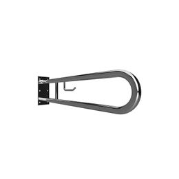 Brillantbad BELP St&uuml;tzklappgriff in U-Form mit Toilettenpapierhalter Edelstahl poliert 100x250x829 mm, 120 kg Traglast f&uuml;r Bad & WC >> zum Bohren