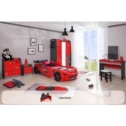 Kinderzimmer komplett Set Autobett Rio 5 teilig Rot