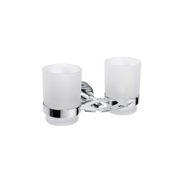Brillantbad BOMEGA Zahnb&uuml;rstenhalter mit Doppelglas 190x95x125 mm f&uuml;r Bad & WC >> zum Bohren oder Kleben*