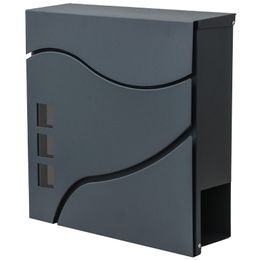 Briefkasten MCW-B31, Wandbriefkasten Postkasten Zeitungsfach pulverbeschichtet ~ anthrazit