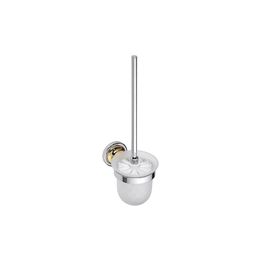 Brillantbad BETRO GOLD WC-B&uuml;rstengarnitur mit Glas Messing Gold Chrom Glas 110x360x145 mm f&uuml;r Bad & WC >> zum Bohren