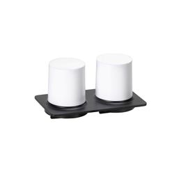 Brillantbad BORGANIC BLACK Doppelter Seifenspender Edelstahl Zink Kunststoff Schwarz 100x200x115 mm, 200 ml f&uuml;r Bad & K&uuml;che >> zum Bohren