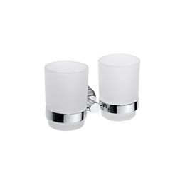 Brillantbad BOMEGA Doppelglashalter Messing Chrom poliert 160x95x90 mm f&uuml;r Bad & WC >> zum Bohren oder Kleben*