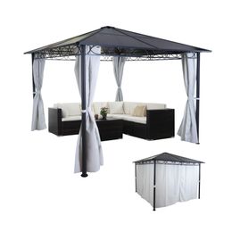 Hardtop Pergola MCW-C77, Garten Pavillon, Kunststoff-Dach Seitenwand Alu hellgrau 3x3m