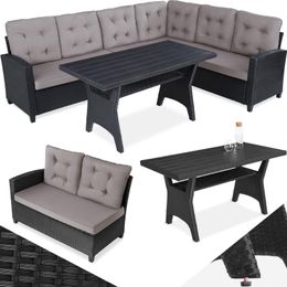 TecTake&reg; Rattan Lounge, f&uuml;r 6 Personen, UV-best&auml;ndig, Tisch mit Schraubf&uuml;&szlig;en