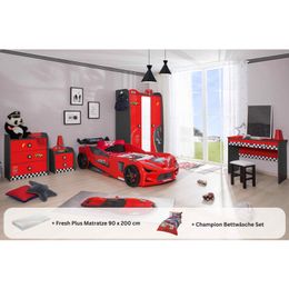 Kinderzimmer komplett Set Autobett Rio 5 teilig Rot