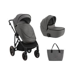 Kikkaboo Kinderwagen Thea 2 in 1 EVA-R&auml;der verstellbarer Schiebegriff Babywanne grau