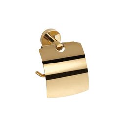 Brillantbad BILLO Papierrollenhalter mit Deckel Messing Gold poliert 80x140x155 mm f&uuml;r Bad & WC >> zum Bohren oder Kleben*
