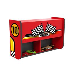 B&uuml;cherregal mit Klappe Wandregal f&uuml;r Kinderzimmer Rot