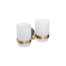 Brillantbad BETRO BRONZE Doppelglashalter Messing Glas Bronze 165x95x90 mm f&uuml;r Bad & WC >> zum Bohren