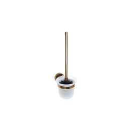 Brillantbad BORAL WC-B&uuml;rstengarnitur mit Glasbeh&auml;lter Messing Gold Kupfer poliert 95x360x140 mm f&uuml;r Bad & WC >> zum Bohren oder Kleben*