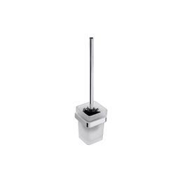 Brillantbad BIA WC-B&uuml;rstengarnitur mit Glasbeh&auml;lter Messing Glas Chrom 93x385x127 mm f&uuml;r Bad & K&uuml;che >> zum Bohren