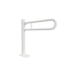Brillantbad BELP St&uuml;tzklappgriff in U-Form Bodenmontage Eisen Wei&szlig; mit Abdeckung 153x870x933 mm, 120 kg Traglast f&uuml;r Bad & WC >> zum Bohren