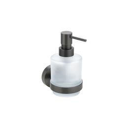 Brillantbad BAPHIT Seifenspender MINI Messing Metallic Grau matt Milchglas 75x145x100 mm, 200 ml f&uuml;r Bad & K&uuml;che >> zum Bohren oder Kleben*