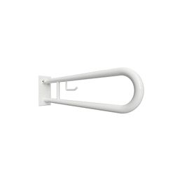 Brillantbad BELP St&uuml;tzklappgriff in U-Form mit Toilettenpapierhalter Eisen Wei&szlig; 100x250x829 mm, 120 kg Traglast f&uuml;r Bad & WC >> zum Bohren