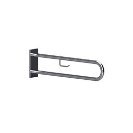 Brillantbad BELP St&uuml;tzgriff in U-Form mit Toilettenpapierhalter Edelstahl poliert mit Abdeckung 100x250x916 mm, 120 kg Traglast f&uuml;r Bad & WC >> zum Bohren