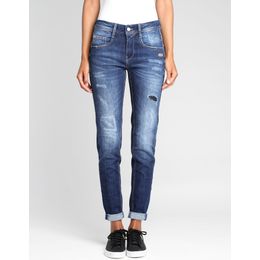 5-Pocket-Jeans Gang "94AMELIE", Damen, Gr. 26 (34), N-Gr, blau (vintage washed), Denim/Jeans, Obermaterial: 98% Baumwolle, 2% Elasthan, modisch, relaxed fit lang, Jeans, mit doppelter rechter Gesäßtasche