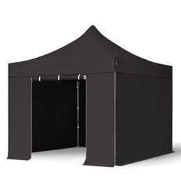 TOOLPORT 3x3m Stahl Faltpavillon, inkl. 4 Seitenteile, schwarz - (600109)