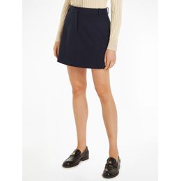 Minirock Tommy Hilfiger "CORE STRAIGHT SHORT SKIRT", Damen, Gr. 38, blau (desert sky), Web, Obermaterial: 66% Polyester, 32% Viskose, 2% Elasthan, unifarben, casual, straight fit ca. Mitte Oberschenkel, Röcke, Webrock mit Tommy Hilfiger Logostickerei