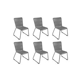 Esszimmerstuhl Rope Chair Polyester Grau Eisen-Gestell schwarz ISRA (6er Set)