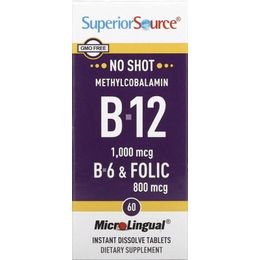 Superior Source, B-12 1000 mcg, B-6 & Folsäure 800 mcg, 60 Minitabletten [597,50 EUR pro kg]