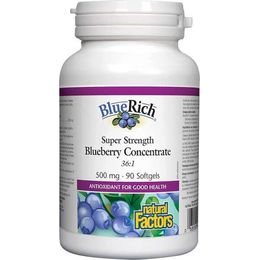 Natural Factors, BlueRich, Super Strength, extrastarkes Blaubeerkonzentrat, 500 mg, 90 Softgels [353,33 EUR pro kg]