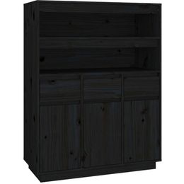 Highboard Schwarz 89x40x116,5 cm Massivholz Kiefer vidaXL