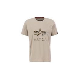 T-Shirt Alpha Industries "Alpha Industries Men - T-Shirts Camo Puff Print T" Gr. L, beige (vintage sand), Herren, Obermaterial: 100% Baumwolle, Shirts