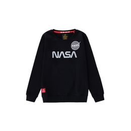 Sweater Alpha Industries "Alpha Industries Kids - Sweatshirts NASA Refl. Sweater Kids" Gr. 10, schwarz, Mädchen, Shell: 80% Cotton, 20% Polyester, Sweatshirts