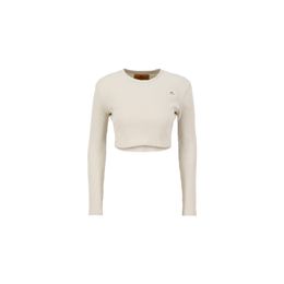 Longsleeve Alpha Industries "Alpha Industries Women - Longsleeves X-Fit Rib LS C Women" Gr. S, weiß (vintage weiß), Damen, Shell: 50% CO, 50% Polyester, Shirts