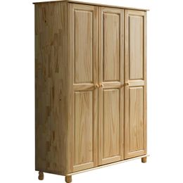 Kleiderschrank Home Affaire "Chur", beige (natur), B:120cm H:178cm T:52cm, Massivholz, Schränke, Drehtürenschrank Kleiderschrank, Gefertigt aus massivem Kieferholz