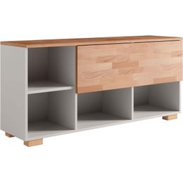 Lowboard Home Affaire "Citra teilmassiv", grau (kernbuche und grau), B:130cm H:60cm T:35cm, Massivholz, FSC-zertifizierter Holzwerkstoff, Sideboards, Höhe 45cm,moderne grifflose Optik mit push to open Funktion