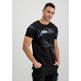 T-Shirt Alpha Industries "Alpha Industries Men - T-Shirts Lightning AOP T-Shirt" Gr. XL, schwarz-weiß (schwarz, weiß), Herren, Shell: 100% Cotton, Shirts