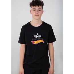 Longsleeve Alpha Industries "Alpha Industries Kids - T-Shirts Hot Wheels Flag T-Shirt Kids" Gr. 10, schwarz, Mädchen, Shell: 100% Cotton, Shirts