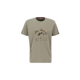 T-Shirt Alpha Industries "Alpha Industries Men - T-Shirts Camo Puff Print T" Gr. L, grün (olive), Herren, Obermaterial: 100% Baumwolle, Shirts