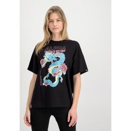 T-Shirt Alpha Industries "Alpha Industries Women - T-Shirts Heritage Dragon OS T Women" Gr. S, schwarz, Damen, Shell: 100% Cotton, Shirts