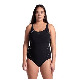 Badeanzug arena "W JEWEL ONE PIECE PLUS", Damen, Gr. 48 (50), N-Gr, schwarz-weiß (schwarz, weiß), Obermaterial: 68% Polyamid, 32% Elasthan, sportlich, Badeanzüge