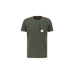 T-Shirt Alpha Industries "Alpha Industries Men - T-Shirts Label Pocket T-Shirt", Herren, Gr. 2XL, grün (schwarz olive), Shell: 100% Cotton, Kurzarm, Shirts