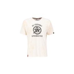 T-Shirt Alpha Industries "Alpha Industries Men - T-Shirts USN Cat T-Shirt" Gr. L, schwarz-weiß (vintage weiß, schwarz), Herren, Shell: 100% Cotton, Shirts