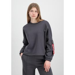 Sweater Alpha Industries "Alpha Industries Women - Sweatshirts X-Fit Label OS Sweater" Gr. M, grau (vintage grau), Damen, Shell: 80% Cotton, 20% Polyester, Sweatshirts