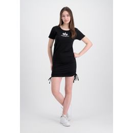 T-Shirt Alpha Industries "Alpha Industries Women - Dresses Ruched Dress Women" Gr. S, schwarz, Damen, Shell: 95% Cotton, 5% Elastan, Shirts