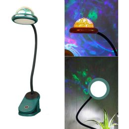 Clip-Lampe für Kinder, wiederaufladbare USB-LED-Clip-Leseleuchte mit Sternprojektion, Schwanenhals-Nachttischlampe, 360°-Touch-Dimmung,