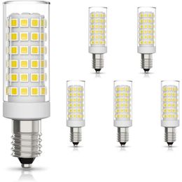 6er-Pack E14-LED-Glühbirne, 9 w, Halogen-Äquivalent zu 75 w, Kaltweiß 6000 k, nicht dimmbar, 360° Abstrahlwinkel für Dunstabzugshaube, Küche,