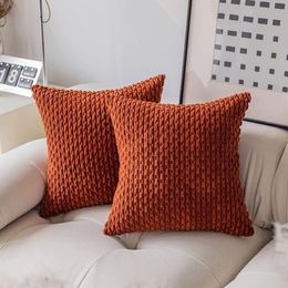 2er-Set Boho-Kissenbezüge aus gestreiftem Cord, weicher dekorativer Kissenbezug für Sofa, Schlafzimmer, Ziegelrot, 45 x 45 cm - Shining House