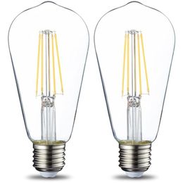 Set mit 2 Vintage-LED-Lampen, Edison-Sockel, E27, ST64, 6 w, transparentes Filament, nicht dimmbar [Energieklasse e]