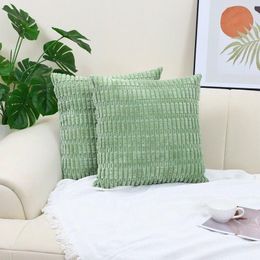 Set mit 2 Boho-Kissenbezügen aus gestreiftem Cord, weicher dekorativer Kissenbezug für Sofa, Schlafzimmer, Grün, 45 x 45 cm - Shining House