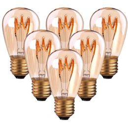 Set mit 6 LED-Glühbirnen im Vintage-Stil, E27, Spiralfilament, ST45/S14, 3 w, bernsteinfarbenes Licht, nicht dimmbar, 2200 k, sehr warmweiß, 150 lm,