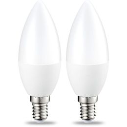 Set mit 2 kleinen flammenförmigen LED-Glühbirnen mit Edison-Schraubsockel E14, 5 w (entspricht 40 w), warmweiß, nicht dimmbar