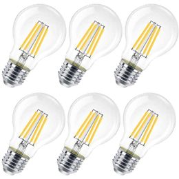 Set mit 6 E27-LED-Lampen, 8 w (entspricht 80 w), klar, nicht dimmbar, warmweiß 3000 k, Modell A60